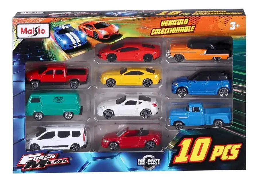 Maisto Fresh Metal Pack 10 Vehiculos Coleccionables 12168 – Kinderland ...